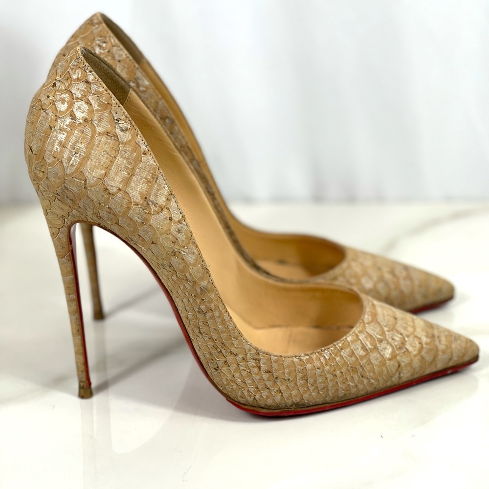 Christian Louboutin 'So Kate' Python Embossed Cork He… - Gem